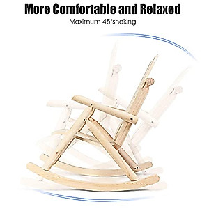 Giantex Set of 2 Log Rocking Chair Wood Porch & Patio Rocker for Deck Balcony, Garden,Poolside,Backyard Furniture Rustic Lounge Single Rocker, Natural (2)