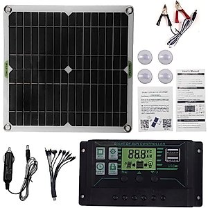 Solar Panel Battery Charger Kit 200W 12V Monocrystalline PV Module for Car RV Marine Boat Caravan Off Grid System with 10A-50A Charge Controller+Extension Cable