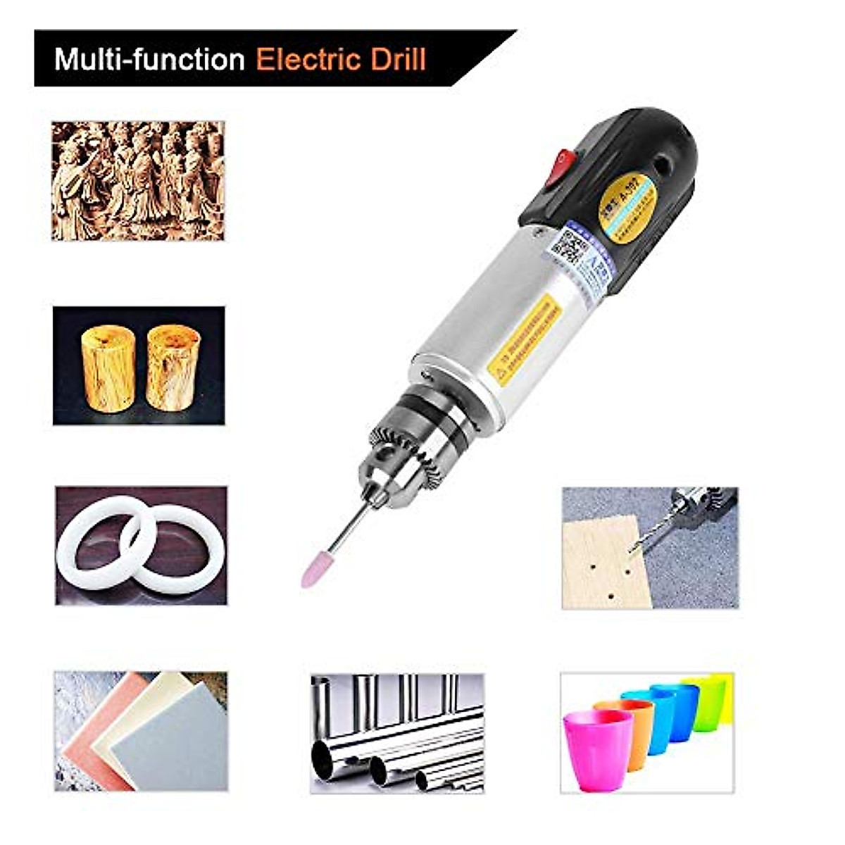 72W Micro DIY Electric Handle Drill ，Adjustable Variable Speed Mini Hand Held Power Tools Hobby Drill Electronic Grinder/Metal Jewelry, Wood, Jade, Small Handicraft,Collection Hobby,Drilling,Grindin