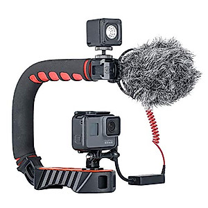 ULANZI U-Grip Pro Handheld Video Rig Steadicam with Triple Cold Shoe, Stabilizing Handle Grip Compatible for iPhone 13 12 Pro Max Xs 8 7 Plus GoPro 10 9 8 Canon Nikon Sony DSLR Cameras