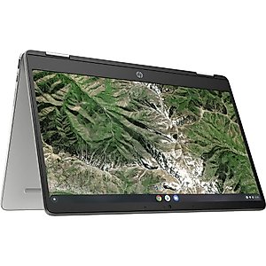 Hp Laptop X360 14a Chromebook 14in HD Touchscreen Intel Celeron 4GB DDR4 64GB eMMC WiFi Webcam Stereo Speakers Bluetooth 4.2 Chrome Silver Color (Renewed)
