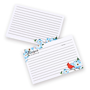 COFICE Recipe Cards 4x6 Inch, Cut Thicken Card Stock Double Sided Recipe Cards, 50-Pack (Bird)