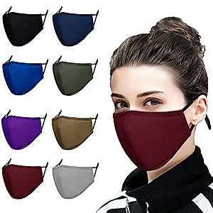 Zaffaella Reusable Cloth Face Masks 4Ply Washable Adjustable Breathable with Filter Pocket Nose Wire for Women Men 8 Pack, Colorful