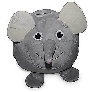 Jumbo Storage Bean Bag - Cover only - “Soft ’n Snuggly” Comfy Fabric Kids Love - Elephant - Store Stuffies, Extra Blankets & Pillows Too
