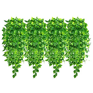 Hanging Plants 6 Pcs Faux Ferns Fake Ivy Hanging Vines Fake Plants Artificial Hanging Plants Wall Plants for Home Garden Room Party Weddings Indoor Outdoor Decorations (Green)