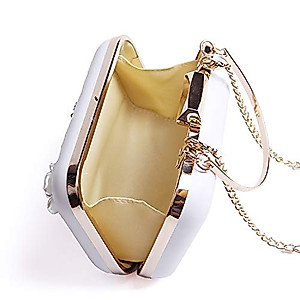 Emprier Womens Flowers Clutch Evening Purse Elegance Floral Beaded Wedding Tote Bags Bride Floral Shouder Handbags