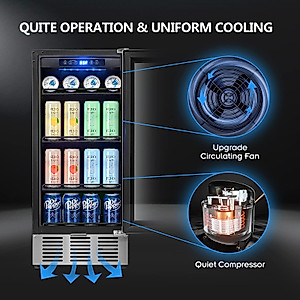 Karcassin 15 inch Wine Cooler Refrigerator – Update Version - Compressor Wine Bottle Chiller – Single Temp Zones – Stores upto 32 Bottles