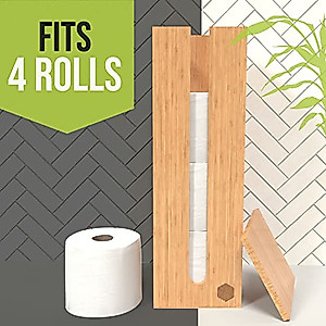 LOFTASTIC® Premium Toilet Paper Storage Stand | Toilet Paper Holder Stand | fits 4 Standard Rolls | FSC Certified Bamboo | for Bathroom Storage | Designed in Germany