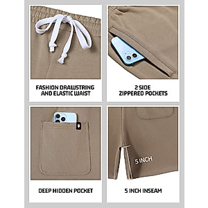 Pioneer Camp Sweat Shorts for Men 5 Inch Inseam Shorts Athletic Gym Workout Casual Cotton Shorts for Running Pajama Lounge Summer Shorts(Khaki,XL)