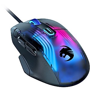 ROCCAT Kone XP PC Gaming Mouse with 3D AIMO RGB Lighting, 19K DPI Optical Sensor, 4D Krystal Scroll Wheel, Multi-Button Design, Wired Computer Mouse – Black