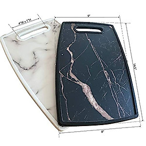 Lily's Home Kitchen Cutting Board (2-Piece Set) with Handles and in Marble Finish. Non-Porous, Dishwasher Safe