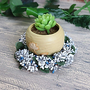 soofylia 4 Pack White Blue Beads Christmas Candle Rings, Tea Light Candle Holder Mini Wreaths for Rustic Wedding Party Table Centerpieces Christmas Napkin Rings Room Decor Christams Decorations