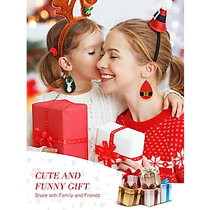 Hicarer 25 Pairs Christmas Faux Leather Earrings Halloween Thanksgiving Holiday Fall Leather Teardrop Dangle Earrings for Women