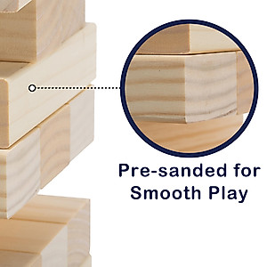 JST GAMEZ Outdoor Games Giant Tower Game Stacking Backyard Game Start from 2Ft to Over 4.2Ft Includes Customized Scoreboard and Carrying Case