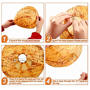 GWHOLE 2 Pack Fake Nest Hanging Fake Yellow Jackets Nest for Garden Outdoor