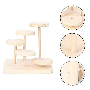 Balacoo Hamster Playground Wooden Small Animal Activity Toys Set Rat Playground Platform Climbing Ladder Chew Toy for Hamster Gerbil Mouse Chinchilla Beige