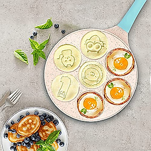 Nonstick Pancake Pan for Kids, Egg Pancake Molds Griddle Pan Stovetop Kids Pancake Maker Pan for Pancakes Flapjack Maker Blini Pan Nonstick Griddle Pan Tortillas