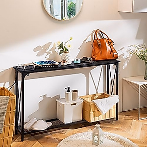 Yoobure Console Tables for Entryway, 47.3", Sofa Entryway Tables Narrow Long, Entry Table with USB Ports, Behind Couch Entrance Hallway Table, with Stable Metal Support, Living Room,