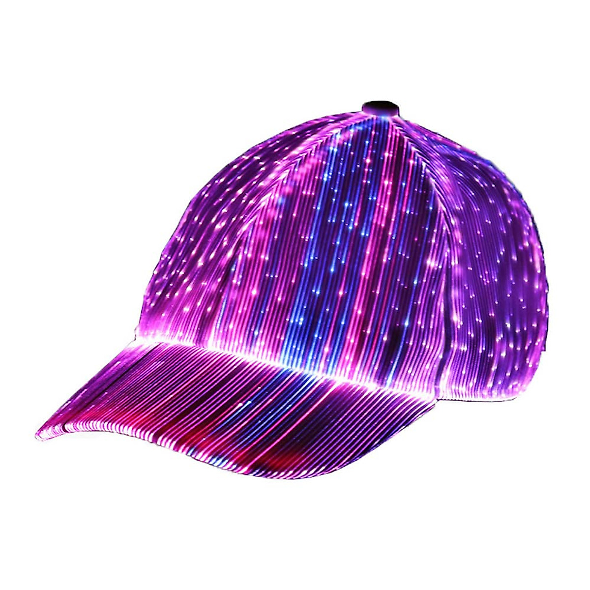 HUNRUY Hip Hop Luminous LED Baseball Cap Hats For Christmas Rave with 7 Colors Light USB Charging (Black)