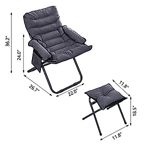 Lazy Chair Modern Aluminum Lounge Reclining Armchair Sofa with Ottoman Comfy Reclining Chair for Living Room, Grey