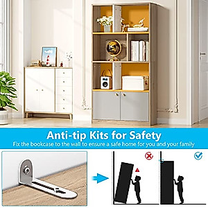 Tribesigns 65" Tall Bookcase, 5-Tier Freestanding Cube Bookshelf with Door & Storage Shelves, Modern Display Storage Organizer with 6-Open shelf and Floor Cabinet for Living Room, Bedroom, Home Office