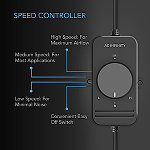 AC Infinity, Fan Speed Controller for 100 to 125V AC Axial Muffin Cooling Fans, Dual Connector, for DIY Cooling Ventilation Exhaust Projects