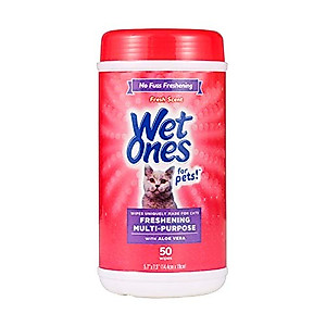 Wet Ones for Pets Freshening Multipurpose Wipes for Cats with Aloe Vera | Easy to Use Cat Cleaning Wipes, Freshening Cat Grooming Wipes for Pet Grooming in Fresh Scent | 50 ct Cannister Cat Wipes