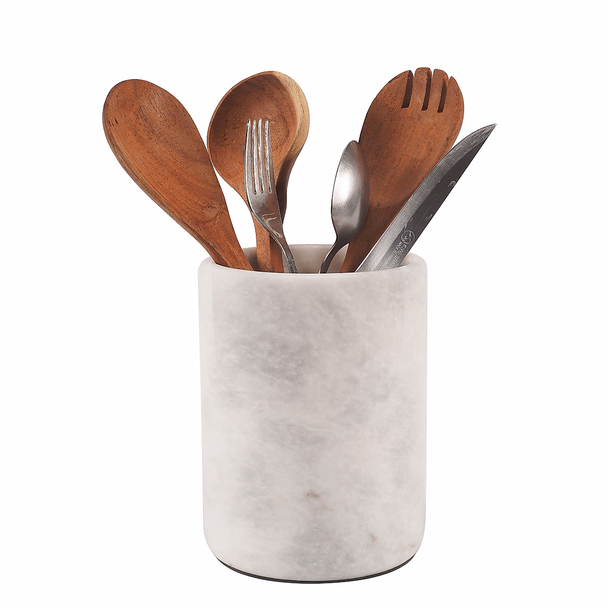 Radicaln Marble Utensil Holder Spoon Caddy Countertop White Handmade kitchen Utensils set organizer - 5.5"x6.5" Inch flatware chopstick Canister Utensil Holders – Home Accessories (WZ-03)