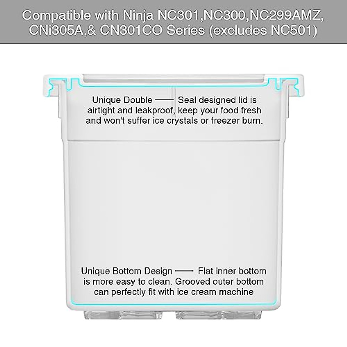 ARCOOLOR Pint Containers with Silicone Lids Replacement for Ninja Creami - 4 Pack, Compatible with NC299AMZ & NC300s Series Ice Cream Maker with E-Cookbook, Airtight & Dishwasher Safe (MIX2)