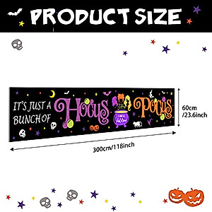 Houcs Pocus Yard Sign Banner It's Just a Bunch of Hocus Pocus Decorations Halloween Party Supplies Include Banner and 24pcs Balloons Outdoor Decoration Halloween Party Backdrop Photo Prop Background
