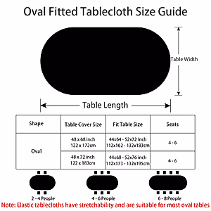 Wolkemer Fitted Oval Tablecloth Spandex Stretch Black Cocktail Table Cover Elastic Edge Topper Cap for Dining Wedding Party Picnic 48 x 72 Inch