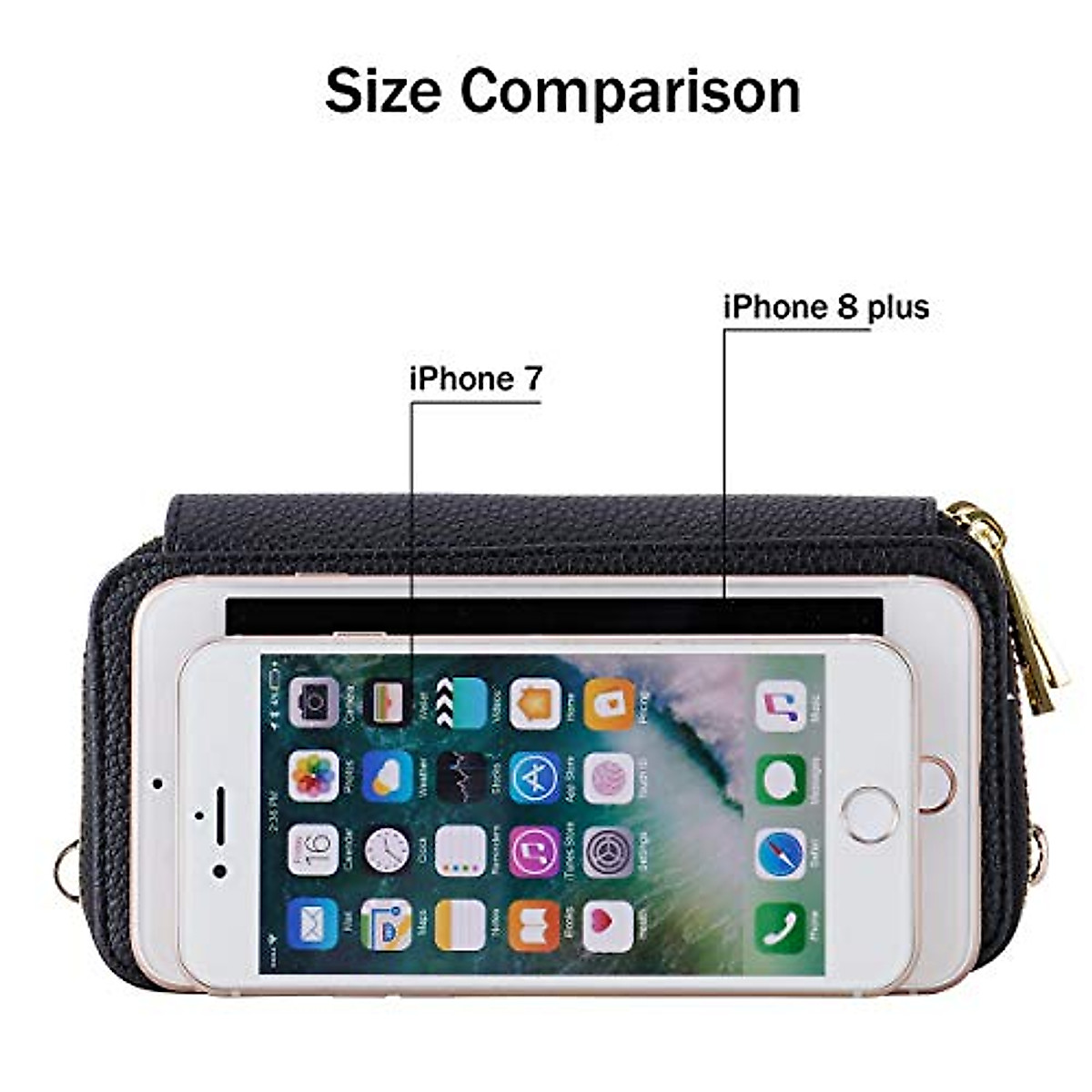 HAWEE Wristlet Clutch Wallet for Women Shoulder Bag with Chain Strap Cell Phone Purse, Black