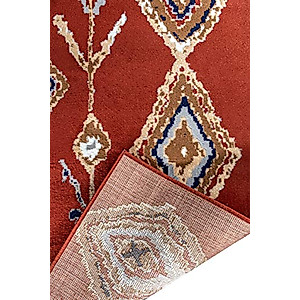 Furnish my Place Moroccan Diamond Rug - 7 ft. 8 in. x 11 ft, Rust, Geometric, Accent Rug with Transitional Style