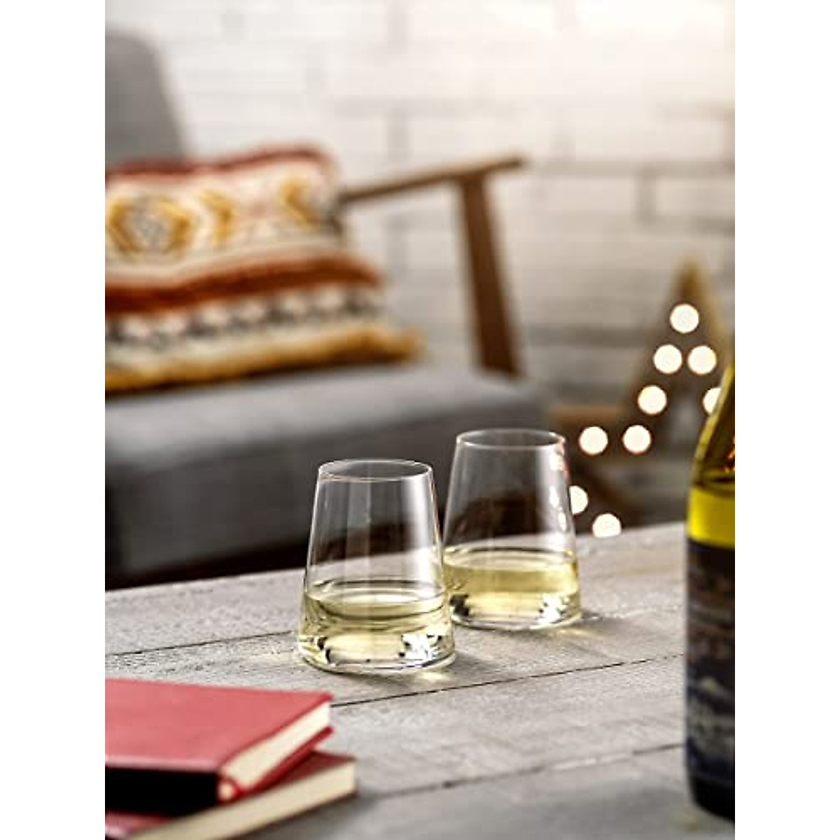 Modern Stemless Wine Glasses Set of 4-17 oz Stemless Wine Glasses, European Wine Glasses Stemless, Unique White Wine Glasses, Large Bowl Drinking Glass for Red Wine, Dishwasher Safe, Gifts