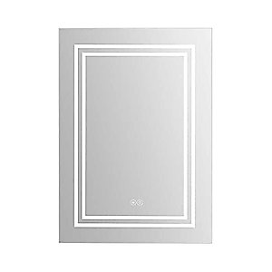 Vyaya Modern Home Decor Ontario 24" W x 32" H Rectangular Silver Aluminum Recessed or Surface Mount Mirror Medicine Cabinet