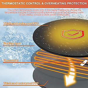 FOUDOUR Bird Bath Deicer 60W Thermostatically Controlled Bird Bath Heaters Warmer Pond De-icer for Winter Outdoor Garden Patio Yard and Lawn with 5.9Ft Cord (1PCS-Black)