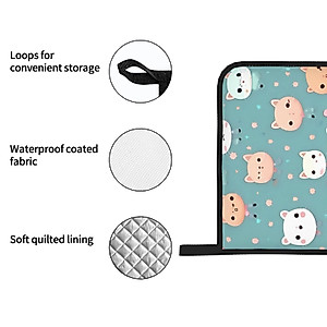 Cute Fox Oven Mitt and Pan Cover Set, 4 Piece Set for Kitchen Cooking, Baking and Microwave, Kitchen Accessories.