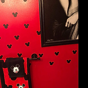 176pcs Cartoon Mickey Mouse Head Art Wall Decals for Kids Room Boy Bedroom Vinyl Wall Decor Nursery Kids Wall Stickers (Black)