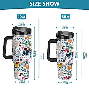 Yasala Car Tumbler with Handle Fairytale Forest Unicorn Travel Mug Coffee Cup Insulated Beverage Container Mega Cup for Hot Cold Drinking Thermos Water Bottle Cupholder Friendly 40 oz