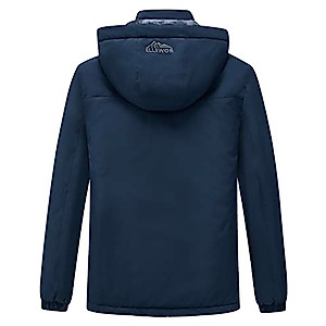 ELLSWOS Men's Waterproof Ski Jacket Winter Snow Coat Warm Hooded Raincoat Windproof Windbreakers, Blue, X-Large
