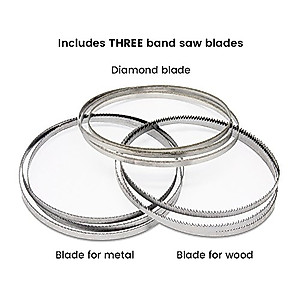 Inland Craft DB-100 Tabletop Band Saw Machine | Cuts Glass Stone Wood Metals Plastics | Includes THREE Band Saw Blades