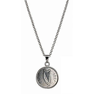 American Coin Treasures Irish Threepence Coin Pendant Necklace