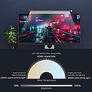 Lyghtzy Monitor Light Bar, Monitor Light with LED RGB Backlight, Dimmable and Changeable Color Temperature, Glare-Free & Flicker-Free, Home Office Desk Lamp, USB Powered (17.7 Inches) (Black)
