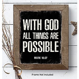 With God All Things Are Possible - Religious Wall Decor - Scripture Wall Art - Bible Verses Wall Decor- Spiritual Inspirational Motivational Religious Gifts for Men - Catholic Christian Gifts for Men
