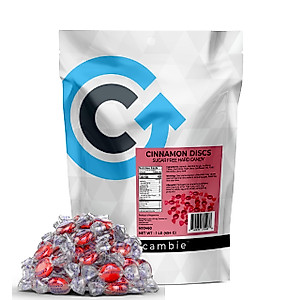 Sugar Free Cinnamon Discs by Cambie, 1 lb of Cinnamon Flavored Sugar Free Candy, Keto Friendly Candy, 1 lb