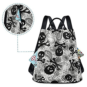 ALAZA Skull Black Gothic Backpack Purse for Women Anti theft Back Pack with Adjustable Straps Grunge Style Shoulder Fashion Bag Travel Handbag