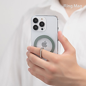 iRing Mag, Magnetic Phone Ring Holder, Kickstand, Grip for MagSafe, Wireless Charging Compatible with iPhone, Galaxy, and Other Smartphones with MagSafe Case (Ceramic White)