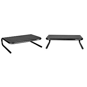 Allsop Metal Art Jr. Monitor Stand, 14-Inch wide platform holds 40 lbs with keyboard storage space - Pearl Black, 2 Pack