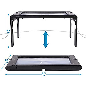 3X Full Page Magnifying Glass Reading Magnifier with 6 LED Lights Handheld Hands-Free Magnifier with Stand & Lanyard PVC Material Ideal for Low Vision, Seniors, Reading Books, Newspapers