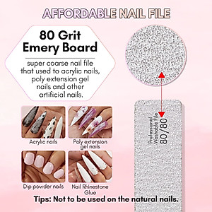 Makartt Nail File: 80 80 Grit Emery Boards for Nails, 10pcs Professional Washable Doubled Sides Coarse Toenail Filer Heavy Duty for Acrylic and Extension Gel Removal, Pedicure Manicure Tools